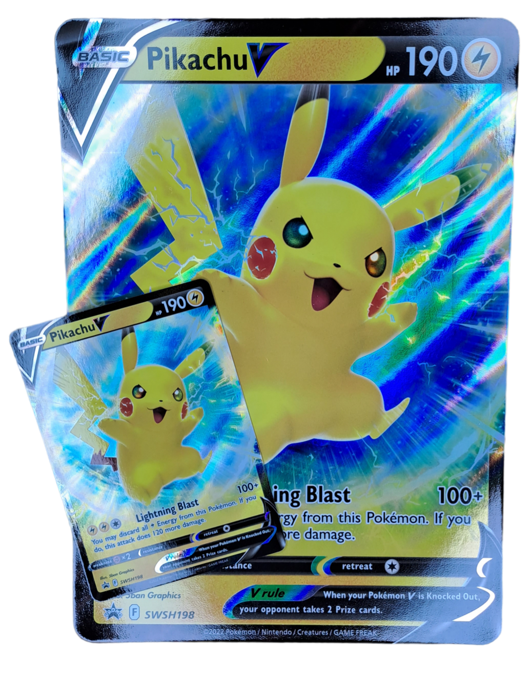 Pikachu - Jumbokort + Vkort - Pokemonkort - Korthylden